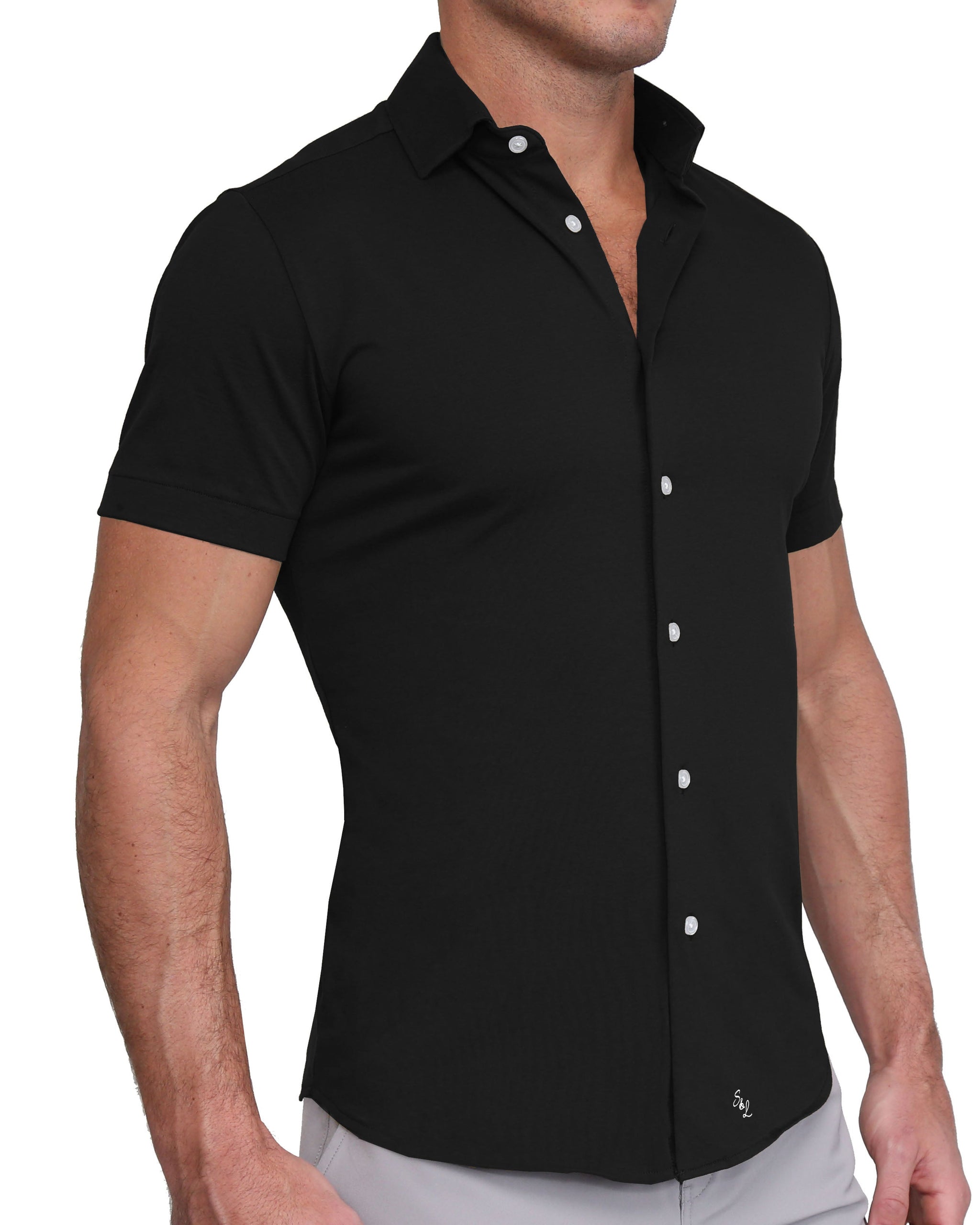 "The Roth" Black Short Sleeve Button Down