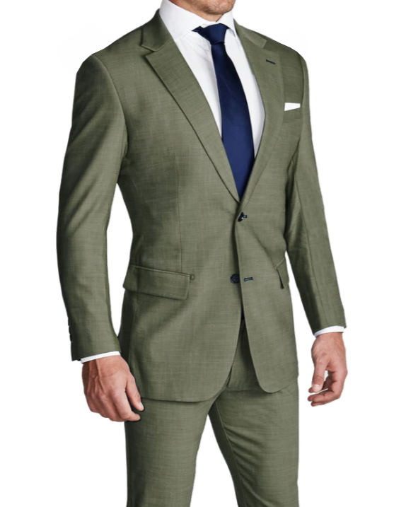 Athletic Fit Stretch Suit - Heathered Forest Green