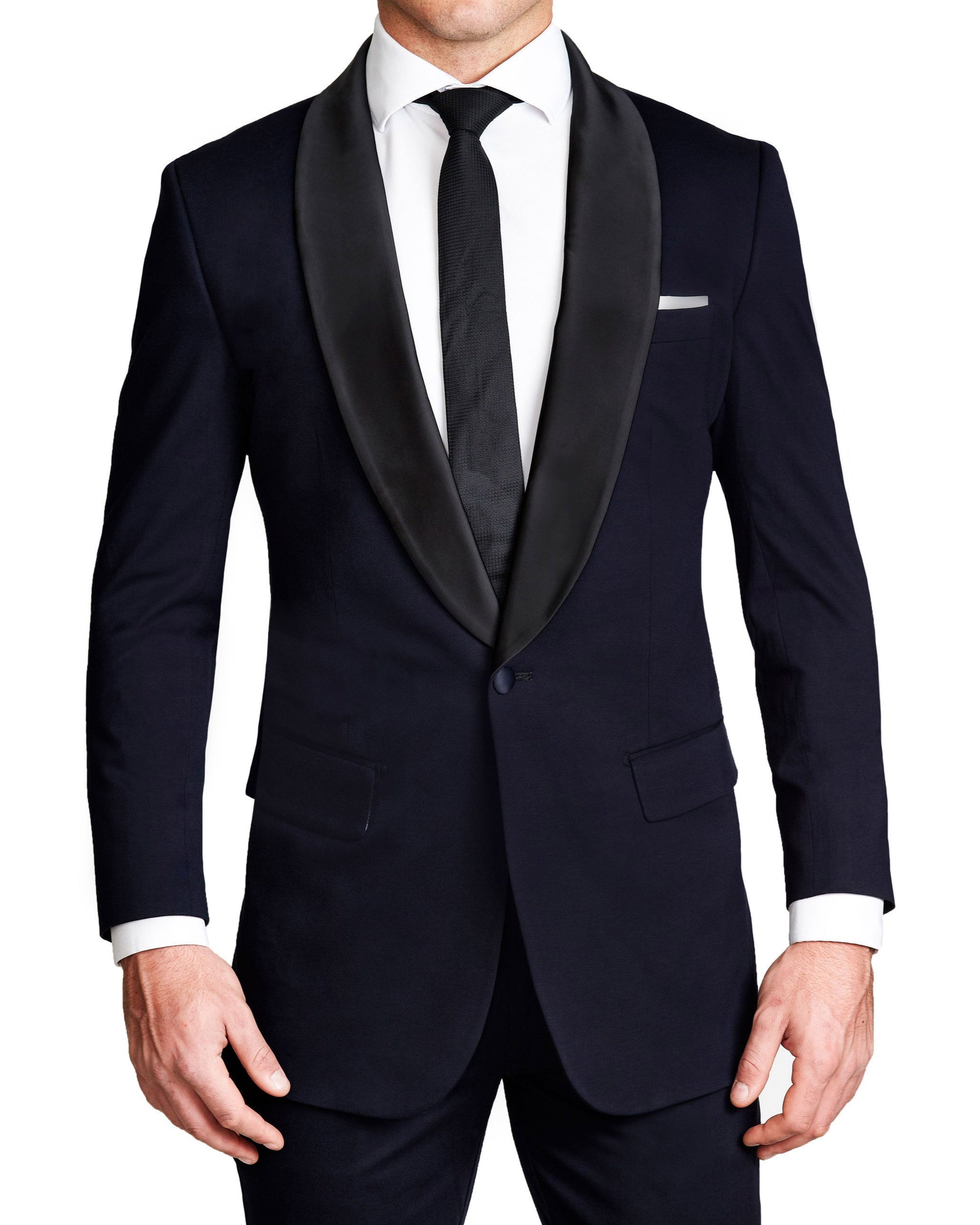 Athletic Fit Stretch Tuxedo Jacket - Navy with Shawl Lapel