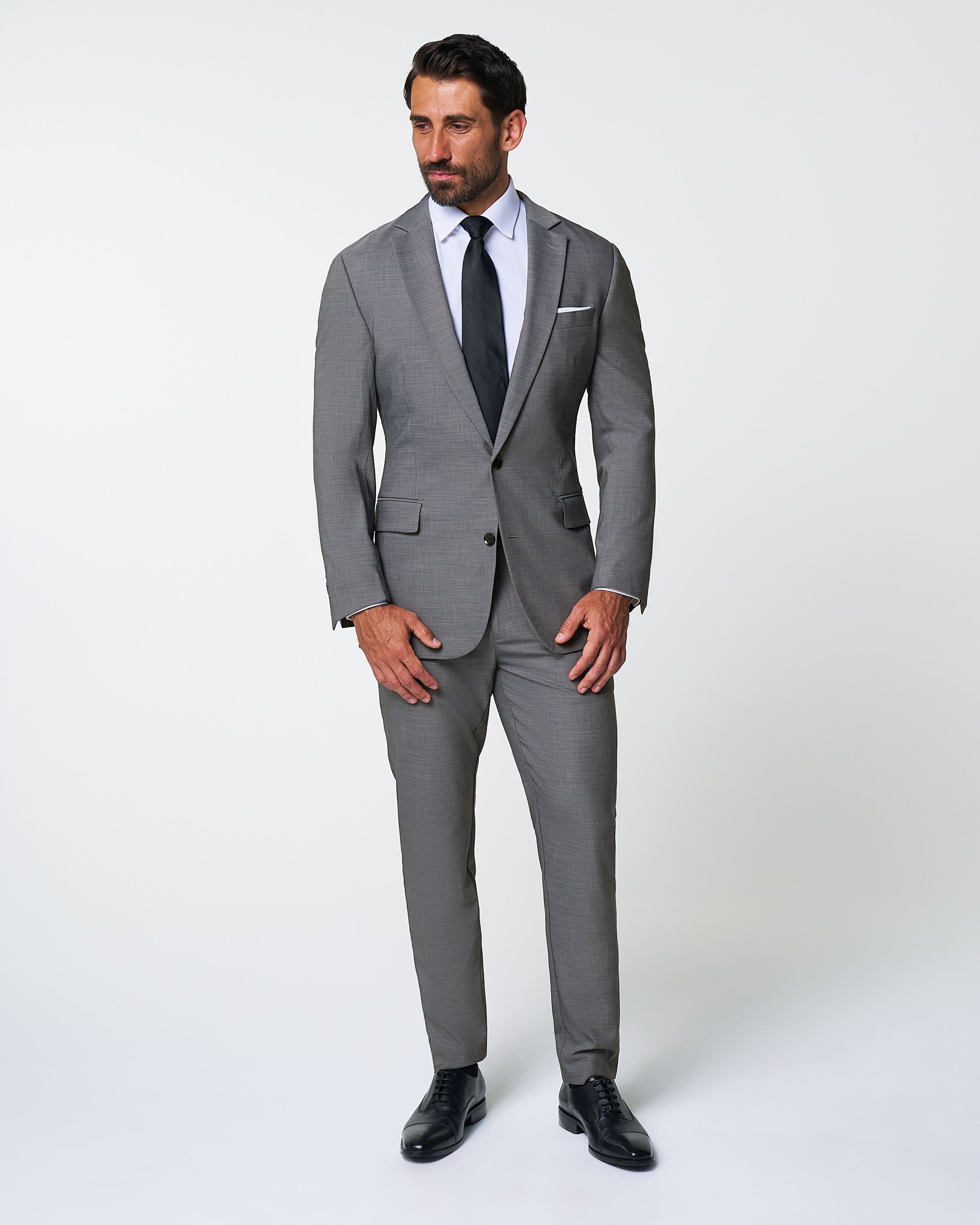 Athletic Fit Stretch Suit - Solid Grey