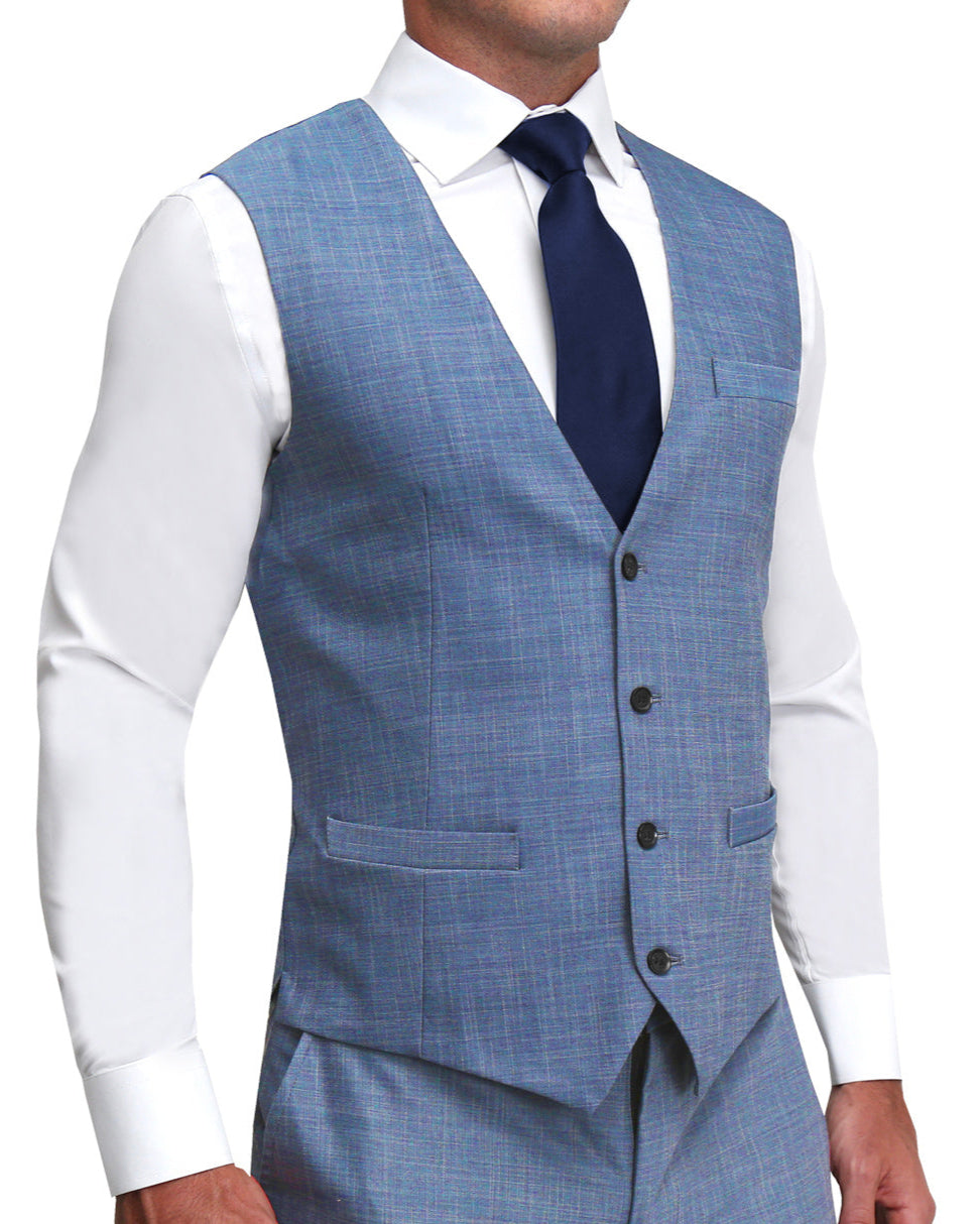 Athletic Fit Stretch Suit Vest - Heathered Light Blue
