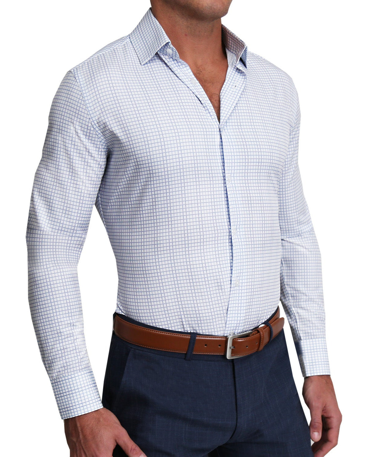 "The Baxter" Blue Mini Line Patterned Windowpane